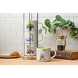 Silver Buffalo Winnie the Pooh 100 Acre Wood Destination 4-Pack Ceramic Mug Stack, 10-Ounces