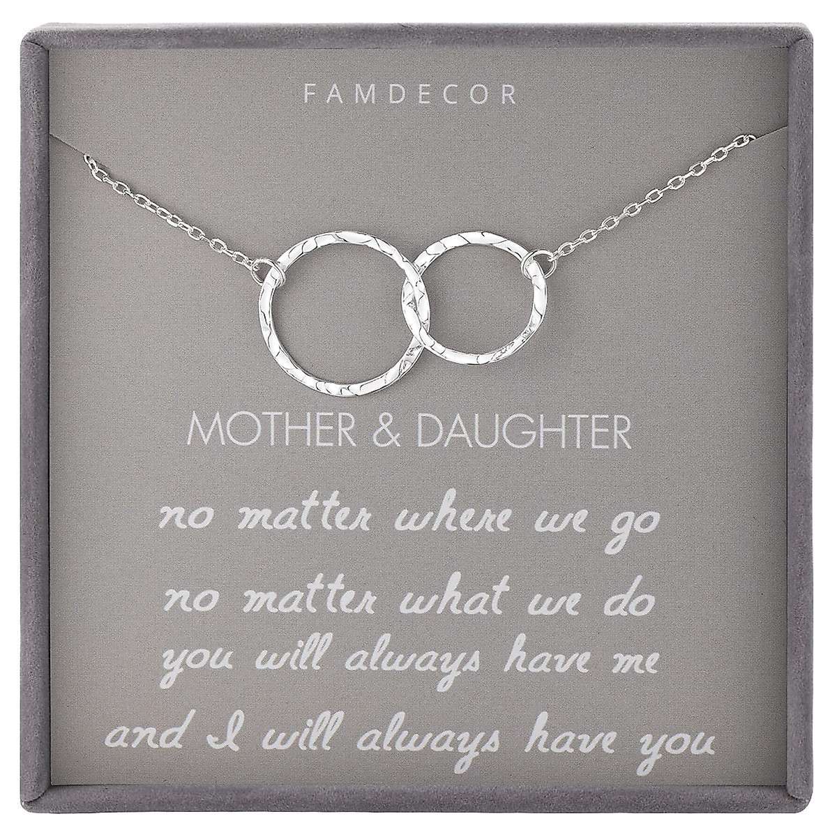 Mom Gifts Mother Daughter Necklace Sterling Silver Hammered Interlocking Circle Necklace Mom Gifts Christmas Holiday Jewelry