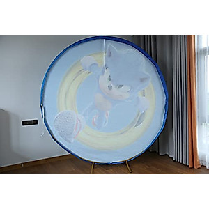 Baby Birthday Party Backdrop 7.5ft Diameter Round Cover Background Cartoon Hedgehog Theme Baby Shower Table Decoration Elastic Washable Ironable Fabric