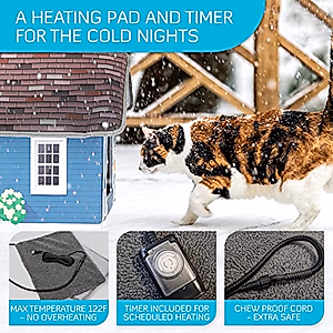 PETYELLA Heated cat Houses for Outdoor Cats in Winter - Weatherproof - Outdoor Heated Houses for Feral Cats - Easy to Assemble