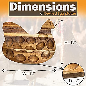 Keesh Coop Deviled Egg Platter - Deviled Egg Holder Countertop - Egg Container - Deviled Egg Tray - Wooden Egg Holder - Chicken Egg Holder - Deviled Egg Carrier - Egg Tray 12 Holes