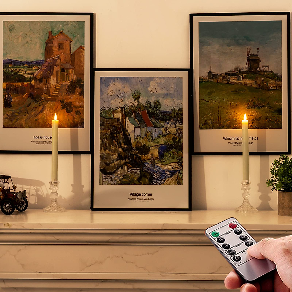 Homemory 2 Pcs Real Wax Made Flameless Taper Candles with Remote and Timer, 9.6" Ivory Battery Operated Candle Stick Flickering, Led Taper Candles with Lifelike Flame for Valentine's Day Indoor Decor