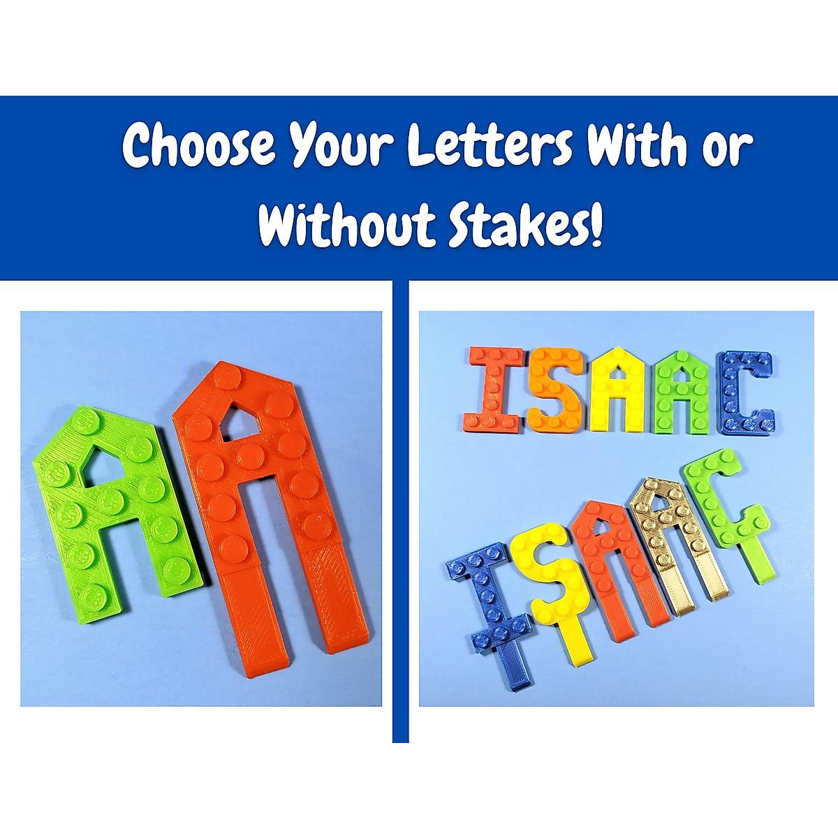 Custom Block Celebration Cake Topper Set Happy Birthday Sign, Name & Numbers Lego Compatible (1 Number / 5 Letters or Less)