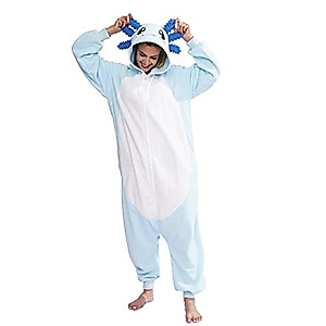 XIGUAGUO Adult Onesie Axolotl Cosplay Costume Animal Plush Homewear Sleepwear Jumpsuit for Men Women Girls Boys Teens