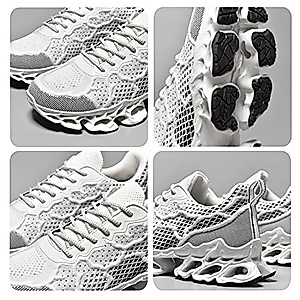 Nuofado Men Sport Trail Running Athletic Blade Sneakers Walking Shoes Tennis Shoes White Size 9.5