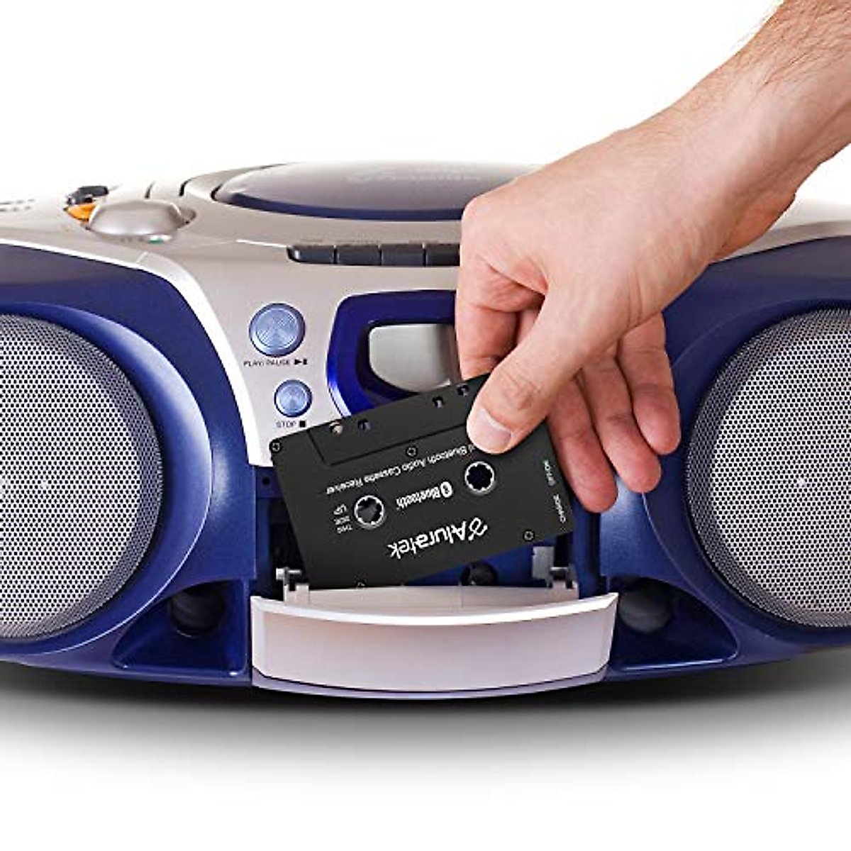 Aluratek Universal Bluetooth Audio Cassette Receiver, Built-in Rechargeable Battery, Up to 8 Hours Playtime, Audio Receiving up to 33 Feet