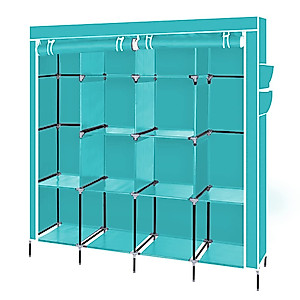 YUFENGZHE Wardrobe Storage Closet Clothes Portable Organizer Closets Shelf (Sky Blue)