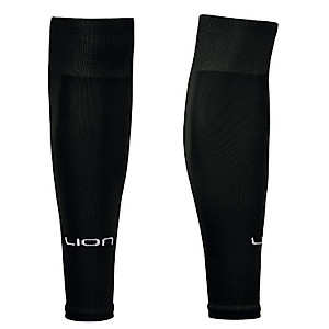 Lion Sportswear Soccer Sock Leg Sleeves To Accompany Grip Socks - Fits Over Calf/Shin Guards - Variety Of Colours To Match Your Team Kit (Black)