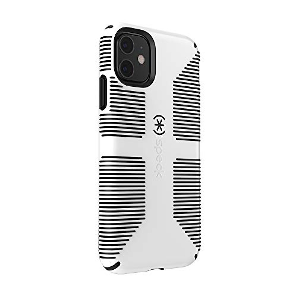 Speck iPhone 11 Case - Drop Protection, Raised Bumpers & Extra Grip Slim Design with Dual Layer Protective Cushion & Qi Wireless Charging Compatible - White, Black CandyShell Grip
