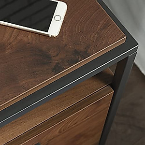 Sauder Nova Loft 1-Drawer Night Stand with Open Shelf, L: 24.96" x W: 17.24" x H: 24.09", Grand Walnut Finish