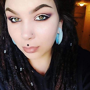 CHUANCI Pair Keyhole Pink Black Opal Stone Ear Weight Hanger Ear Expander Piercing Plug (Pair Black 10mm)