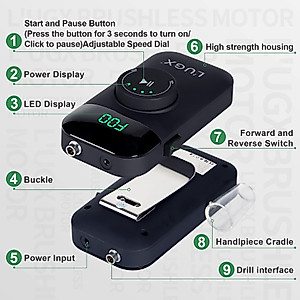 L&#039;UGX Nail Drill 35000RPM Professional Brushless Electric Nail Drill Machine, Rechargeable Cordless Nail Efile for Acrylic Gel Nails, 8Pcs Nail Drill Bits, Low Noise Low Vibration