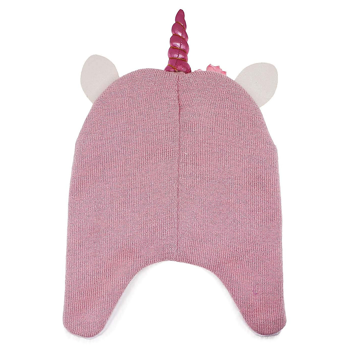 Little Girls Winter Unicorn Beanie Hat and Gloves Set Kids Knitted Earflap Cap Flip Top Mitten Set