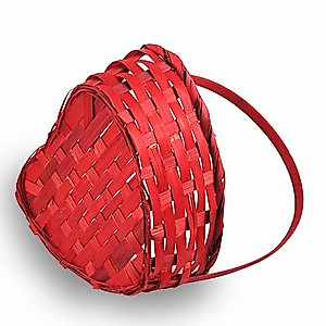 The Lucky Clover Trading Red Heart Shaped Bamboo Handle Basket-6in Basket