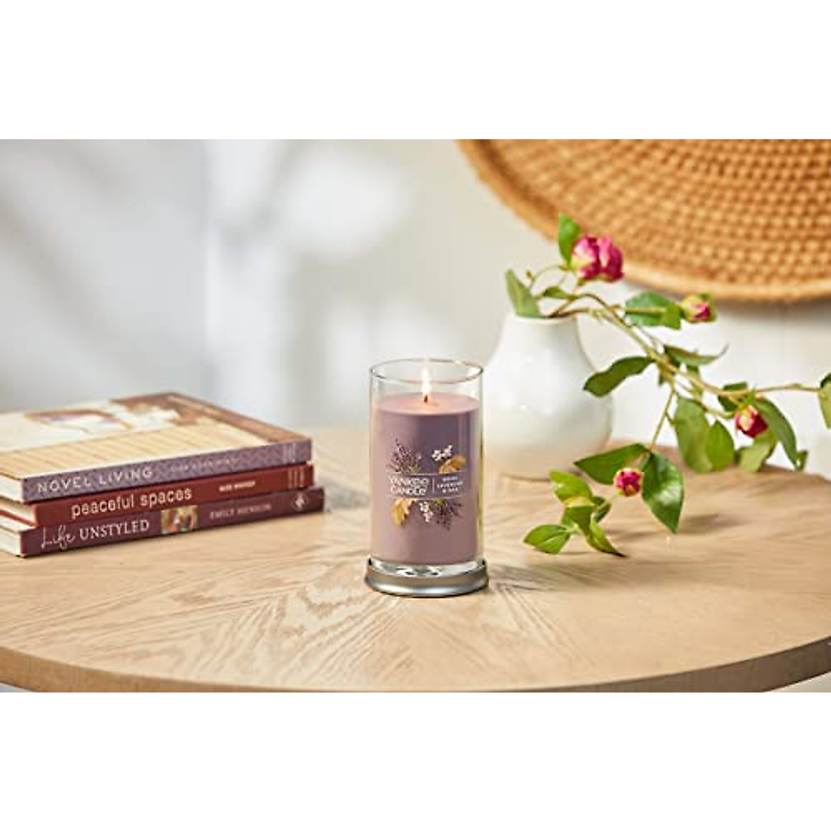 Yankee Candle Dried Lavender & Oak​ Signature Medium Pillar Candle, 14.25oz