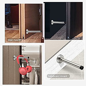 Door Stops, Long Door Stopper 6 Inch Wall Mount Modern Doorstop Heavy Duty Solid Door Holder with Soft Rubber Bumper, Extra Long Door Stoppers for Bottom or Top of Door