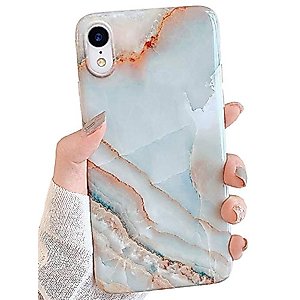 J.west iPhone XR Case 6.1-inch, Luxury Grey Marble Design Graphics Stone Pattern Ultra Slim Thin Flexible Bumper Soft Rubber TPU Silicone Protective Phone Case Cover for Girls Womens Agate Slice