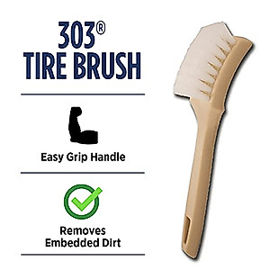 303 Tire Brush - Ultimate Agitation Power for Removing Dirt and Debris - Easy Grip Handle - Works Best with 303 Tire Cleaning Products,1 Pack (39023)