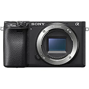 Sony a6400 Mirrorless Camera (ILCE-6400/B) + 64GB Card + 2 x NPF-W50 Battery + Card Reader + LED Light + Corel Photo Software + Case + Flexible Tripod + Hand Strap + More (Renewed)