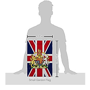 Queen Elizabeth II Flag Coat of Arms United Kingdom Garden Flag - Set Wood Dowel Sweet Life Sympathy Remembrance Bereavement Emotion Postive - House Banner Small Yard Gift Double-Sided 13 X 18.5