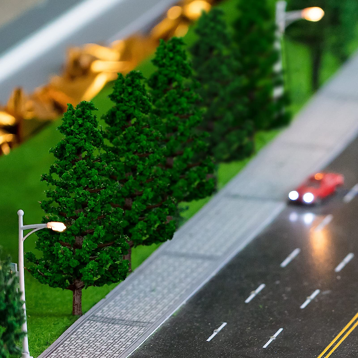 16pcs Model Pine Trees, Railroad Green Scenery Cedar Tree, Mixed Size Mini Landscape Tree(1.4-6.3in), for Woodland Scenics, Architecture, Fairy Garden Decor