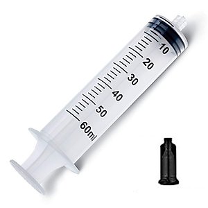 5 Pack 60ml Syringes luer Lock with Caps, Plastic Syringe for Scientific Labs and Liquid Dispensing Metric Multiple Uses