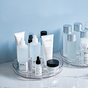 2 Tier Lazy Susan Turntable Cabinet Organizer,360° Rotating Clear Spice Rack Kitchen Storage Container for Countertop, Bathroom,Pantry