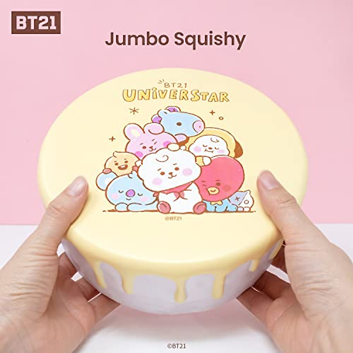 Hamee LINE Friends BT21 (Baby) [Surprise Capsule Series] Cute Water Filled Squishy Toy [1 Pc. (Mystery - Blind Capsule)] + 1 x Slow-Rising Glazed Cake Squishy Toy [Jumbo Size]