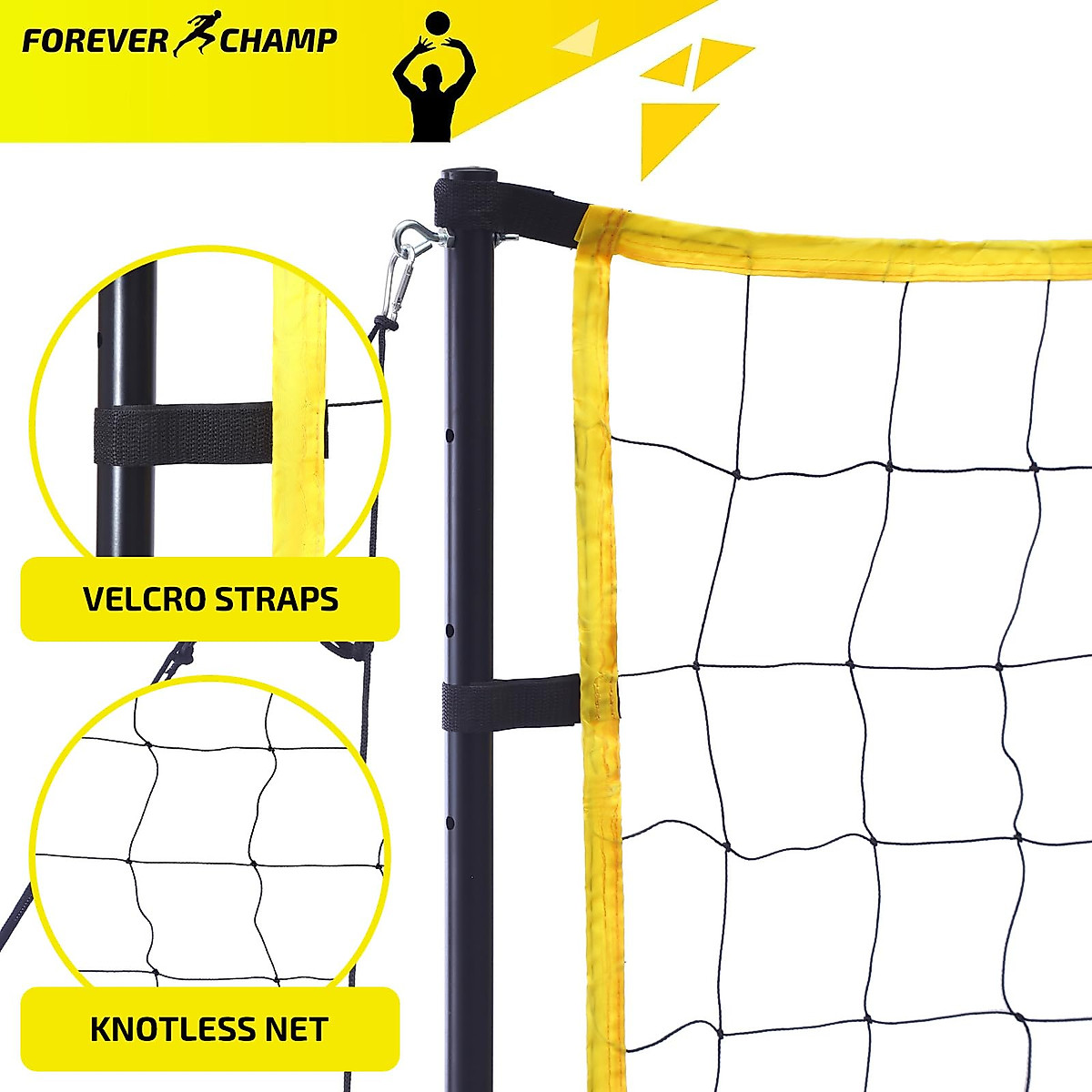 Volleyball Net Outdoor - Includes 32x3 Ft Large Regulation Size Net, Soft Volleyball, Carrying Bag, Boundary Lines, Steel Poles & Pump - Large Volleyball Net for Backyard, Beach, Pool