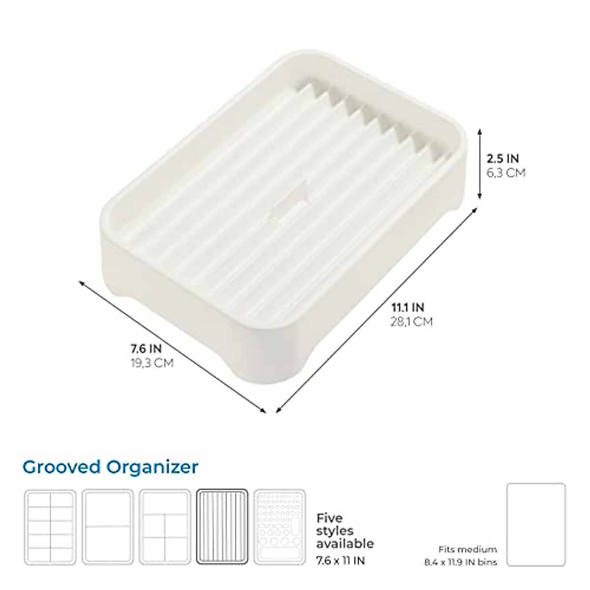 iDesign Recycled Plastic Organizer, Grooved Insert