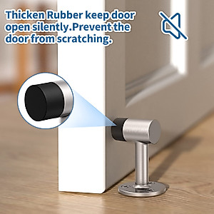 TOPHOME Floor Mount Door Stop Heavy Duty Door Stopper with Rubber Bumper Stainless Steel Brushed Nickel 3 Inch Height