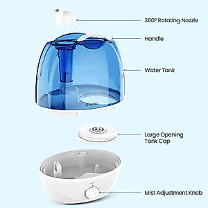 Rbioko 2.6L Cool Mist Humidifiers for Bedroom Whisper Quiet, Ultrasonic Vaporizer for Baby & Nursery, Indoor Plants & Whole House -Adjustable 360 Rotation Nozzle, Easy to Clean, Auto-Shut Off