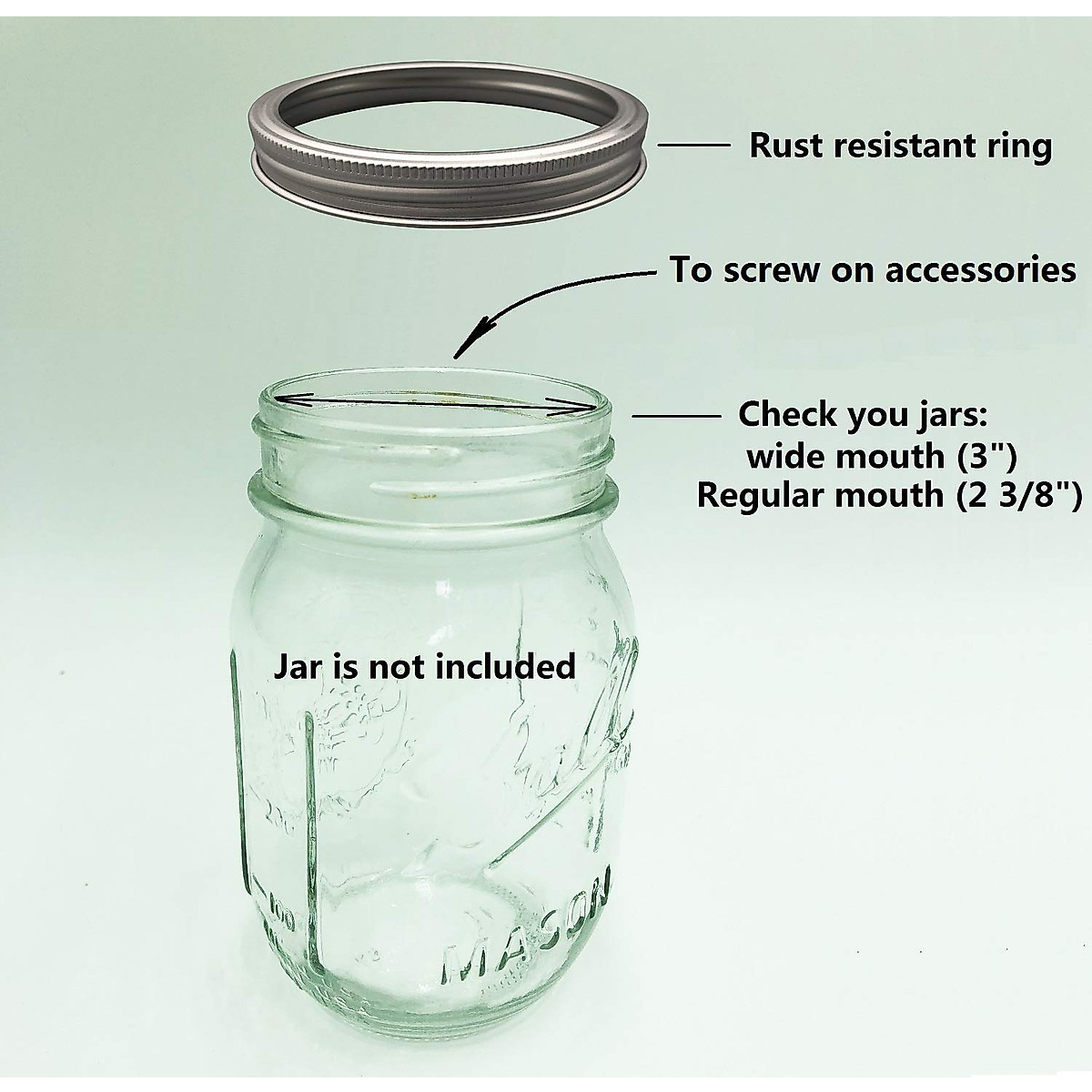 THINKCHANCES Food Safe and BPA Free Rust Resistant Silver Aluminum Metal Screw Rings/Bands for Mason, Ball, Canning Jars (12 Pack, Wide Mouth)