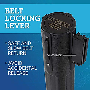 US Weight Sentry Stanchion with 6.5 Foot Retractable Belt – Easy Connect Assembly (Pack of 6)