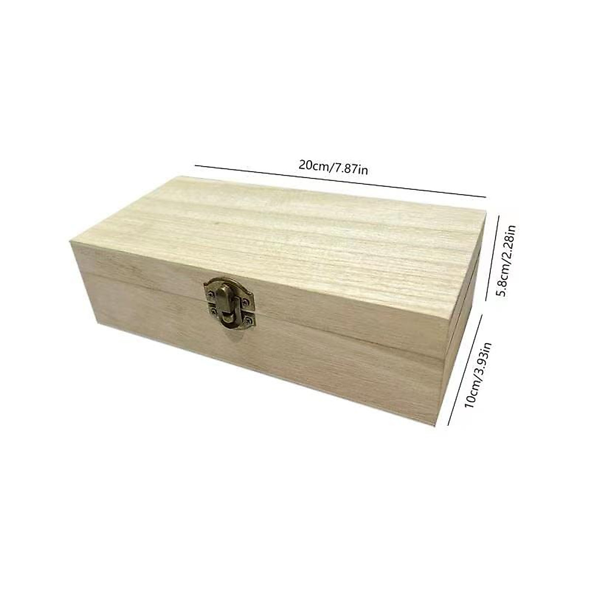 NA Unfinished wooden box, 8x4x2.3 inch storage box with hinge lid, small wooden box with rectangular souvenir and craft, craft DIY gift box, Wood color (002)