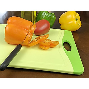 Raj Plastic Cutting Board Reversible Cutting board, Dishwasher Safe, Chopping Boards, Juice Groove, Large Handle, Non-Slip, BPA Free (Small (11.42" x 7.87"), Lime Green)