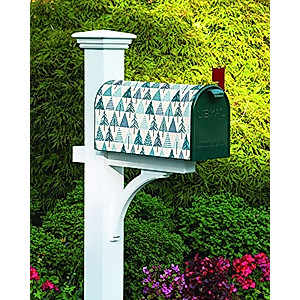Christmas Mailbox Cover Magnetic Christams Xmas Tree Tile Pattern Pine Simple Strokes Post Box Cover Waterproof Durable Mailbox Wraps for Farmhouse Outdoor Garden Home Decor Standard Size 25 X 21in