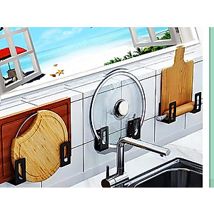 stainless steel pan Lid Holder wall-mounted pan Lid Holder black Pan Lid Holders wall-mounted chopping board rack stainless steel Chopping Board Rack Chopping Board Rack Kitchen wall holder