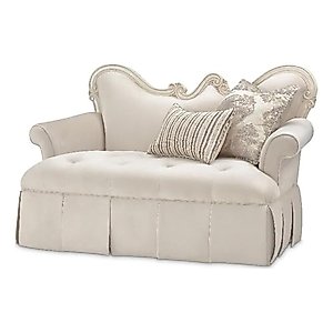 Michael Amini Lavelle Classic Pearl Traditional Velvet Settee in Ivory