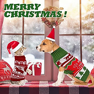4 Pieces Dog Christmas Sweater Warm Knit Dog Sweater Turtleneck Cute Soft Dog Sweater Costume Reindeer Snowflake Dog Christmas Outfit Cold Weather Pet Christmas Clothes for Dog Puppy (Small)