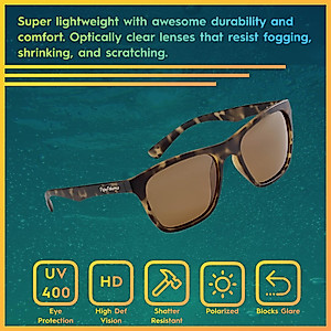 Flying Fisherman Men's Fowey Polarized Sunglasses, Tortoise Frames/Amber Lenses, Medium