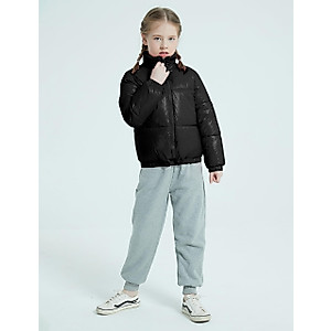 AMEBELLE Toddler Baby Girl Boy Unisex Warm Stand Collar Lightweight Zip Up Down Jacket Coats(1672-Black-6/7Y)