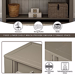 P PURLOVE Console Table for Entryway Hallway Easy Assembly 64" Long Sofa Table with Drawers and Bottom Shelf (64", Antique Grey)