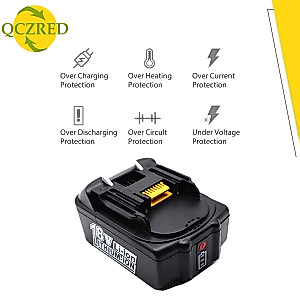QCZRED 18V 5.0 Ah BL1850B Battery with DC18RC Charger Compatible with Makita 18 Volt LXT Battery BL1830 BL1850 BL1840 BL1850B BL1845 BL1815 BL1820 BL1860B