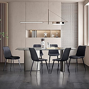 seonyou Black Dining Chairs Set of 6 for Kitchen Dining Room, Upholstered Leather Mid Century Modern Dining Chair