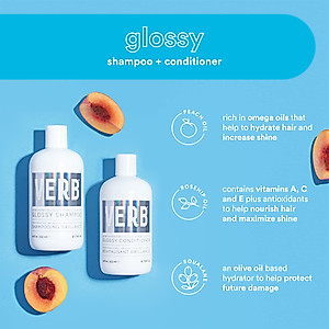 VERB Glossy Conditioner - Vegan Moisturizing Conditioner - Free of Harmful Sulfates, Paraben, Gluten - Adds High Shine and Nourishes Dull or Damaged Hair, 12 fl oz