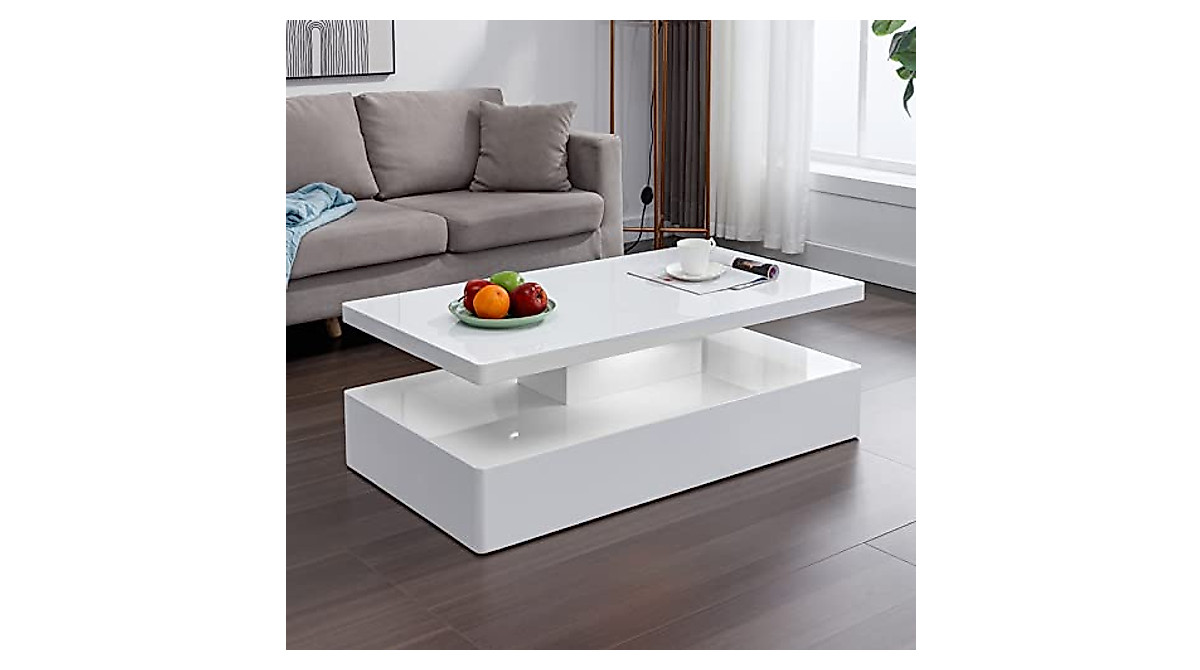 TABU Modern LED Coffee Table with 12 Color Lights