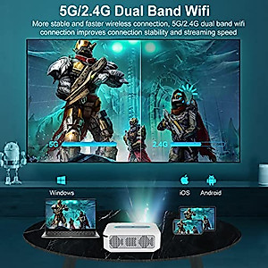 XGODY Portable Smart Projector X1 Native 1080p Android TV 9.0 Bluetooth 5G WiFi 12000 Lumen Portable Projector, Support 200'' 8K Vedio Outdoor Projector with 4P Keystone Preinstall YouTube Netflix