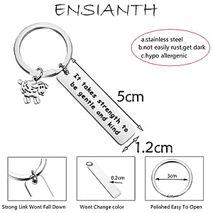 ENSIANTH Herbivore Keychain Vegetarian Jewelry Animal Sheep Gift Sheep Lover Gift It Takes Strength to Be Gentle And Kind Vegan Gift (sheep key)