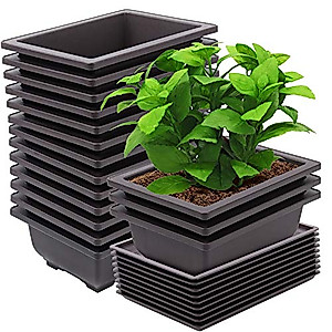 ZEONHEI 15 PCS 8.8 Inch Bonsai Training Pots, Bonsai Tree Growing Pots with 15 Drainage Trays, Plastic Bonsai Planter for Garden, Yard, Office, Porch, Balcony, Home Decoration